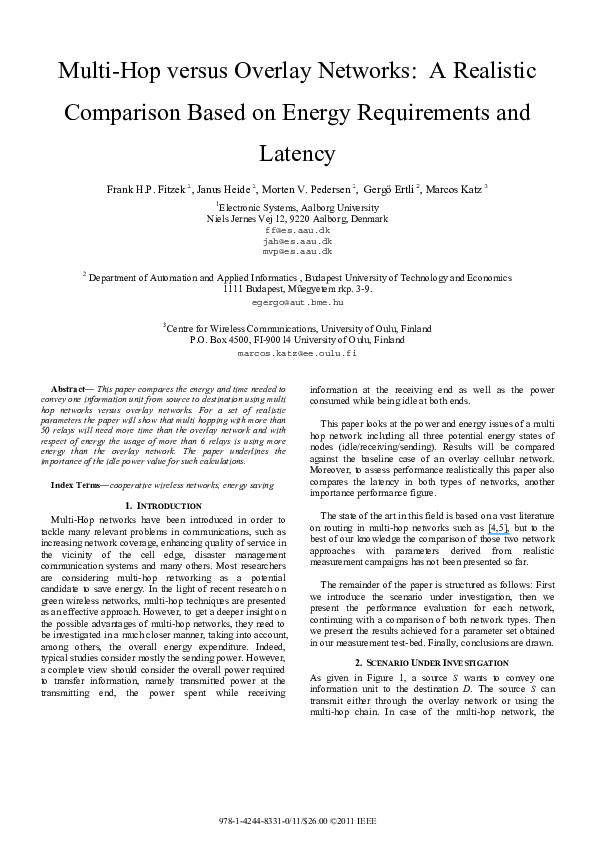 (PDF) Multi-Hop versus Overlay Networks: A Realistic Comparison Based on Energy Requirements and ...