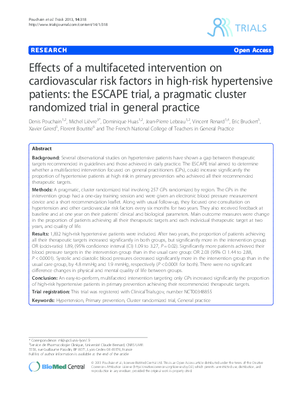 (PDF) Effects of a multifaceted intervention on cardiovascular risk ...