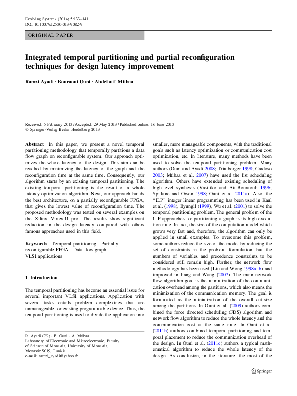 Pdf Integrated Temporal Partitioning And Partial Reconfiguration