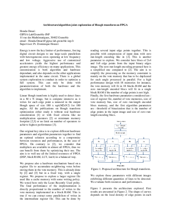 Pdf Architecturealgorithm Joint Exploration Of Hough Transform On Fpga
