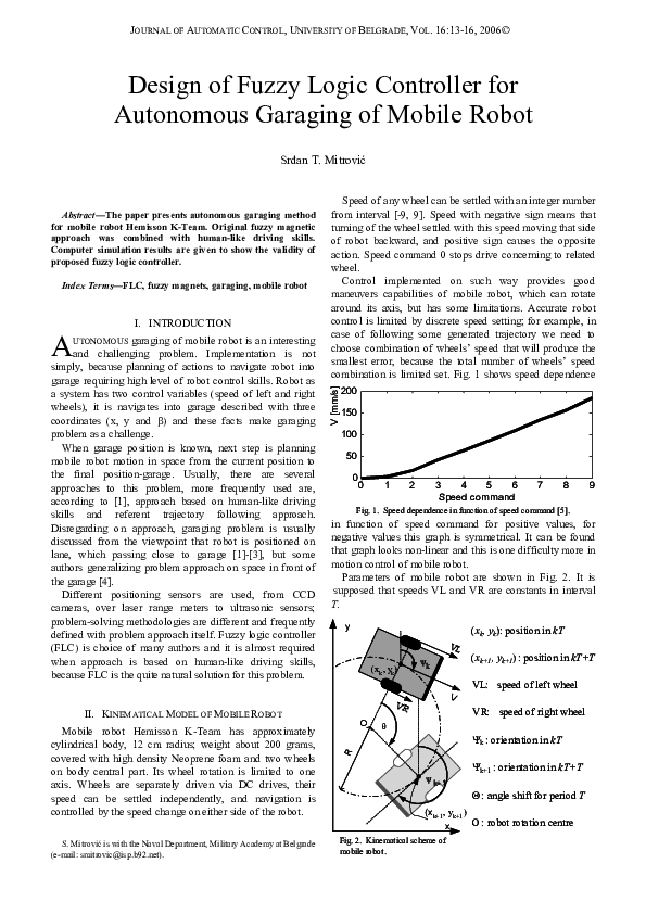 Pdf Design Of Fuzzy Logic Controller For Autonomous Garaging Of Mobile Robot Abdellatif