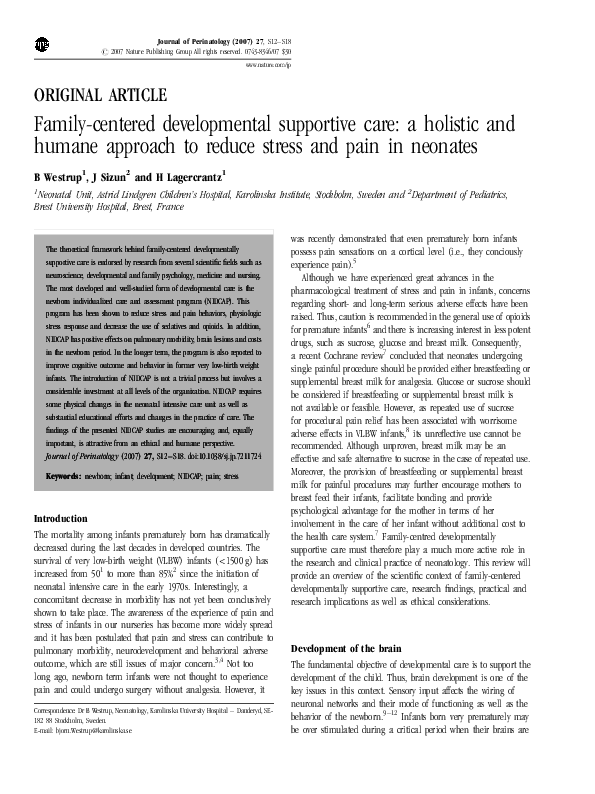 (PDF) Family-centered developmental supportive care: a holistic and humane approach to reduce ...