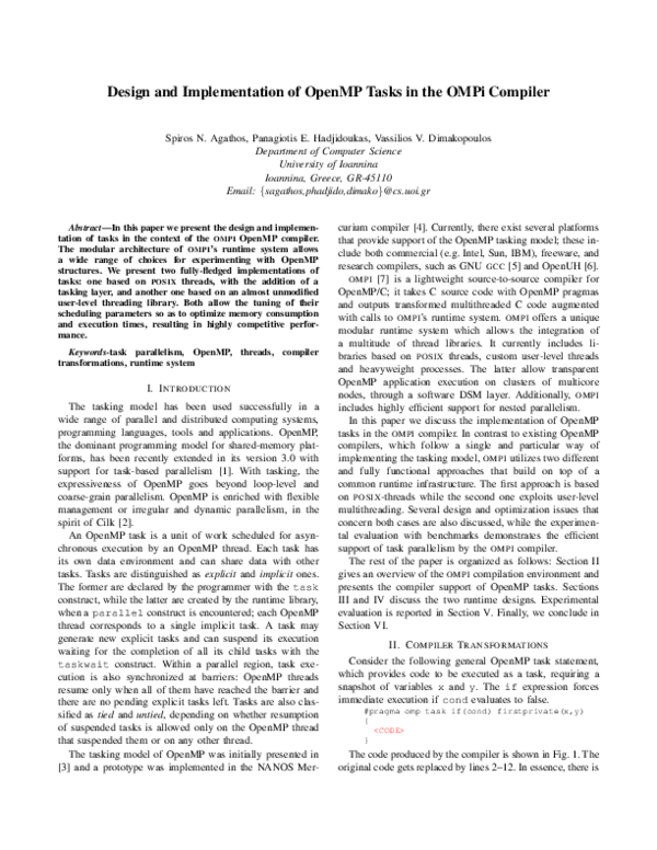 Pdf Design And Implementation Of Openmp Tasks In The Ompi Compiler