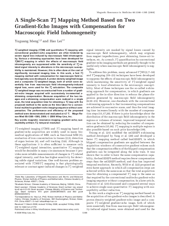 (PDF) A single-scan T 2* mapping method based on two gradient-echo ...