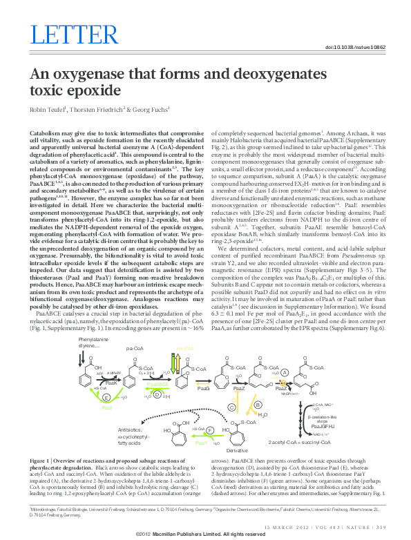 (PDF) An oxygenase that forms and deoxygenates toxic epoxide