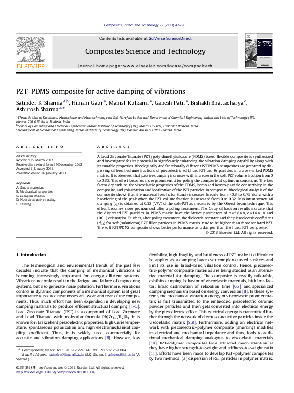 (PDF) PZT–PDMS composite for active damping of vibrations