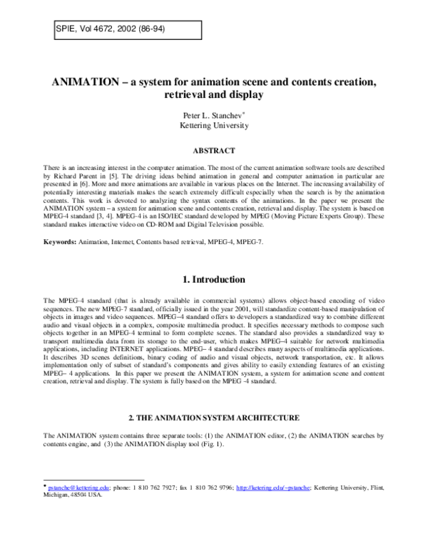 (PDF) ANIMATION: a system for animation scene and contents creation ...