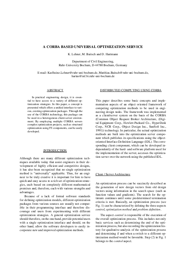 (PDF) A CORBA based universal optimization service