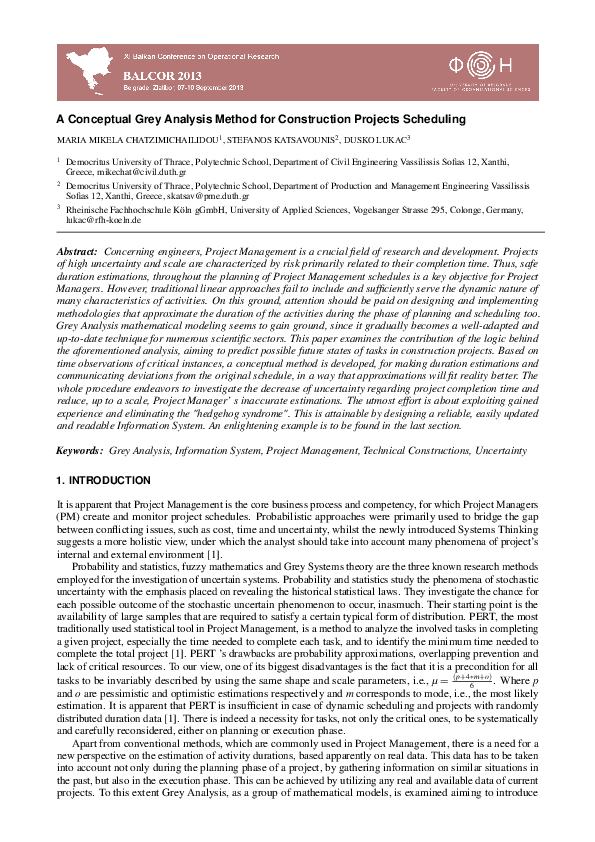 (PDF) A Conceptual Grey Analysis Method for Construction Projects