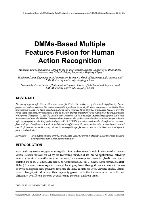 Pdf Dmms Based Multiple Features Fusion For Human Action Recognition