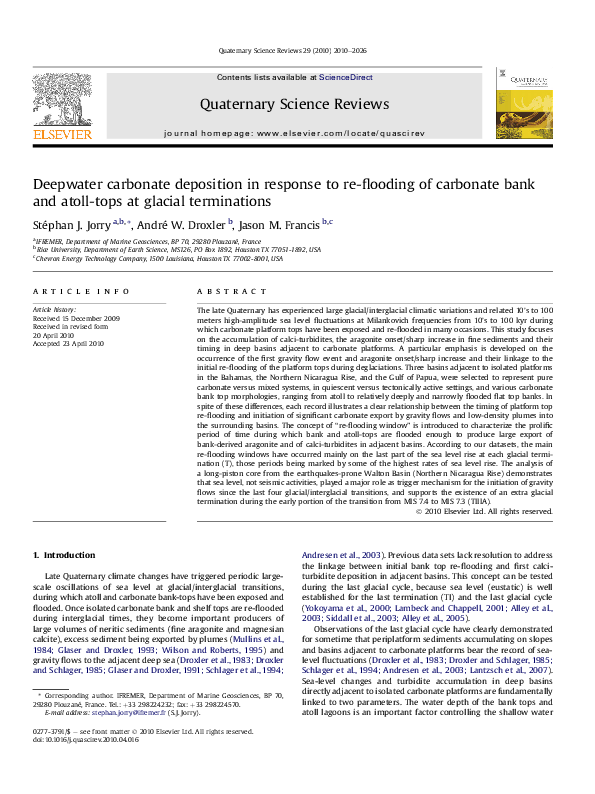 (PDF) Deepwater carbonate deposition in response to re-flooding of ...