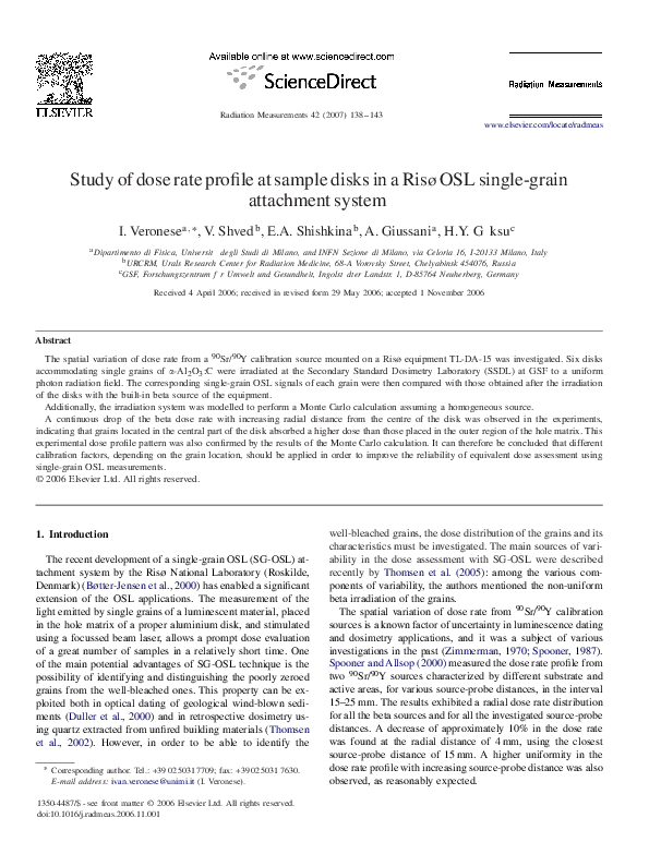 (PDF) Dose Rate Profile in Single-Grain OSL System