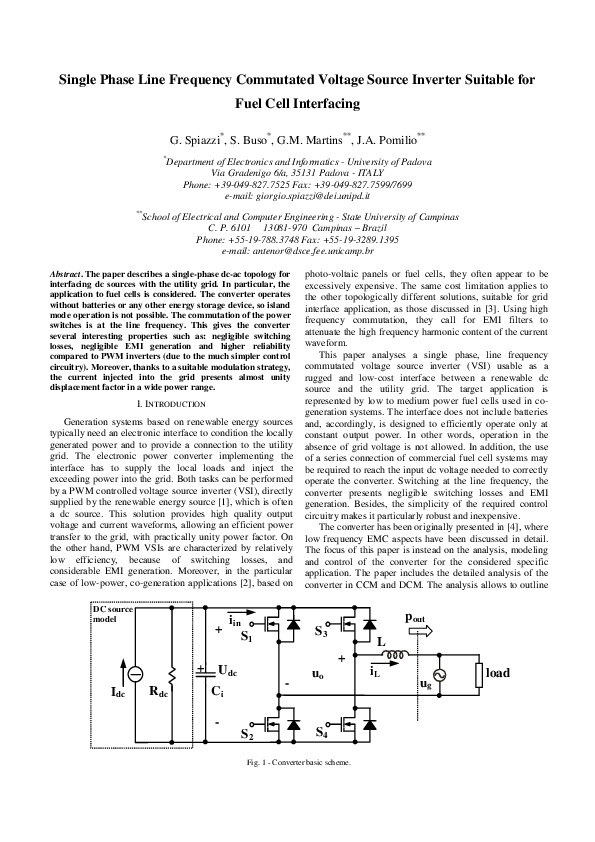 (PDF) Single phase line frequency commutated voltage source inverter ...