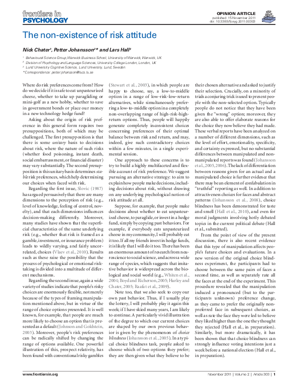 (PDF) The Non-Existence of Risk Attitude