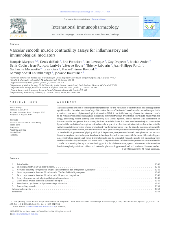 (PDF) Vascular smooth muscle contractility assays for inflammatory and ...