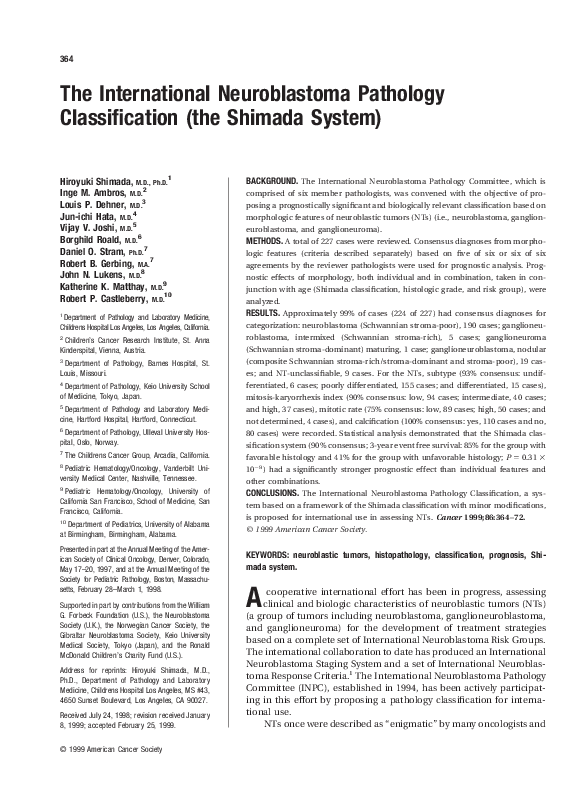 (PDF) The International Neuroblastoma Pathology Classification (the ...
