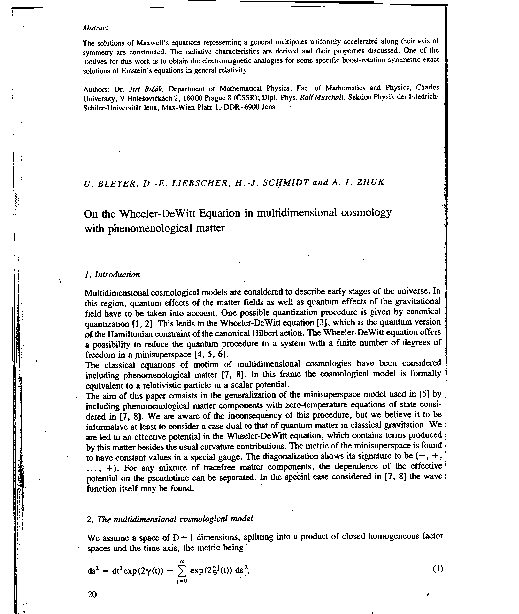 (PDF) On the Wheeler-DeWitt equation in multidimensional cosmology with ...