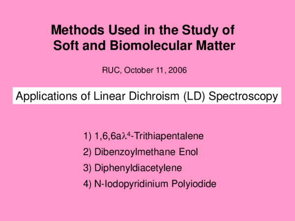 (PDF) Applications of Linear Dichroism (LD) Spectroscopy | Jens Spanget ...