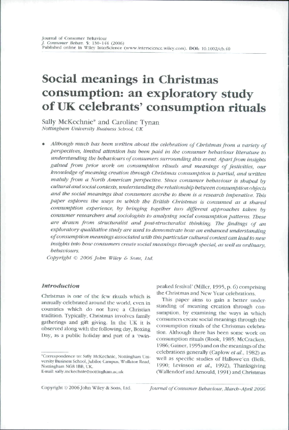 (PDF) Social meanings in Christmas consumption: an exploratory study of ...