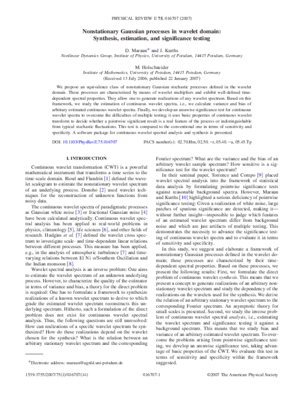(PDF) Nonstationary Gaussian processes in wavelet domain: Synthesis, estimation, and ...