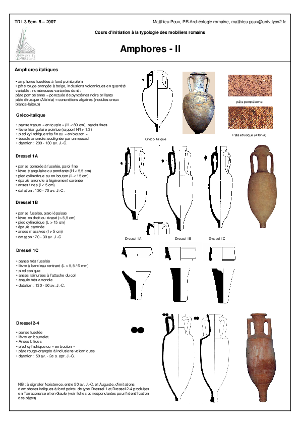 (PDF) Fiche typologique - Amphores (II)