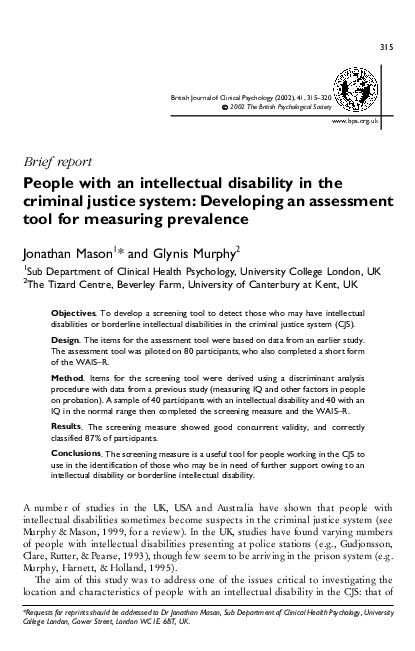 (PDF) People with an intellectual disability in the criminal justice ...