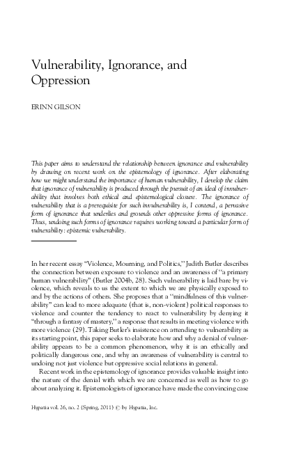 (PDF) Vulnerability, Ignorance, and Oppression