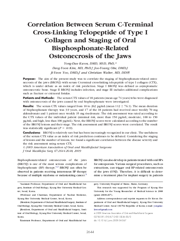 (PDF) Correlation Between Serum C-Terminal Cross-Linking Telopeptide of ...