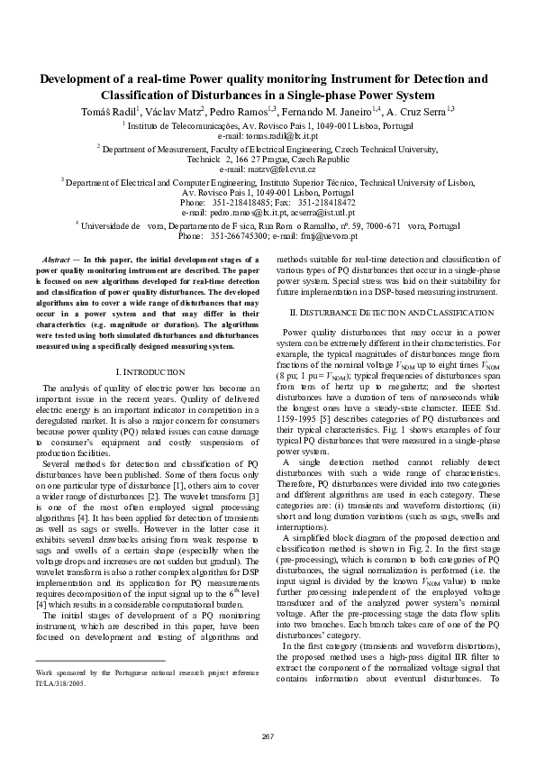Pdf Development Of A Real Time Power Quality Monitoring Instrument For Detection And