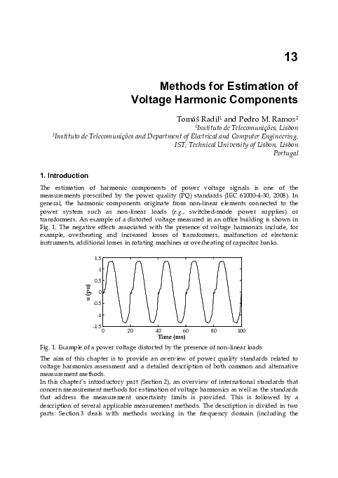 (PDF) Methods for Estimation of Voltage Harmonic Components