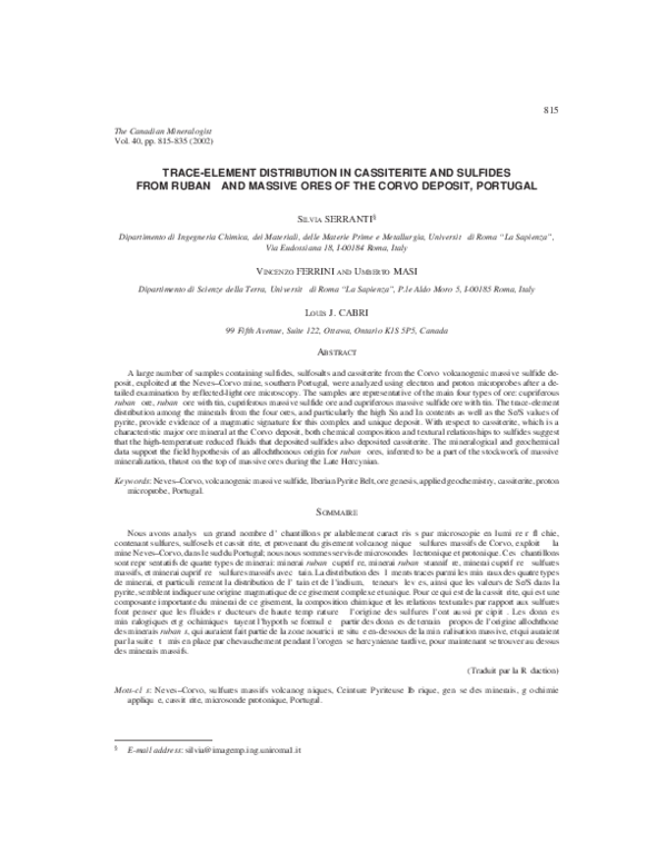 (PDF) Trace element contents and distribution maps of chalcopyrite: a micro-PIXE study | Hector ...
