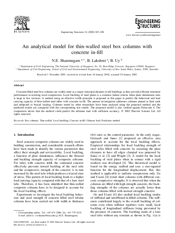 (PDF) An analytical model for thin-walled steel box columns with ...