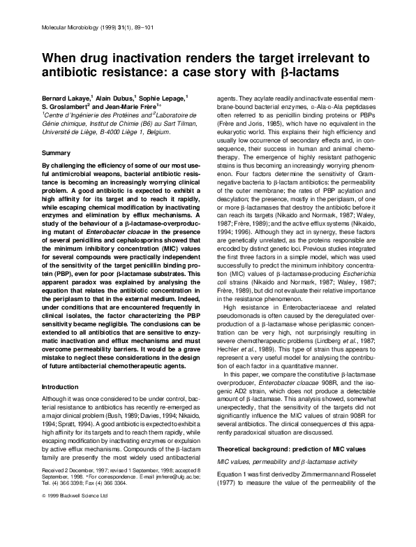 (PDF) When drug inactivation renders the target irrelevant to ...