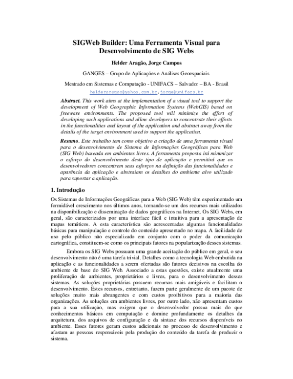 (PDF) SIGWeb Builder: Uma Ferramenta Visual para Desenvolvimento de SIG ...