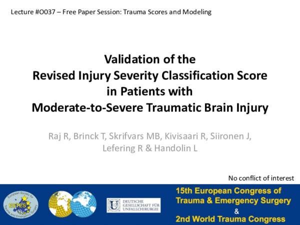 (PDF) Validation of the revised injury severity classification score in ...