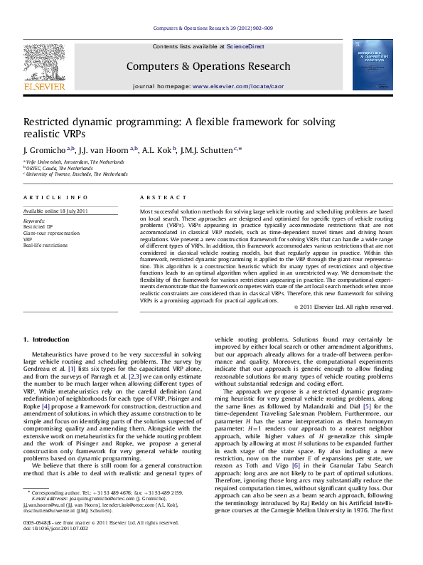 (PDF) Restricted dynamic programming: A flexible framework for solving ...