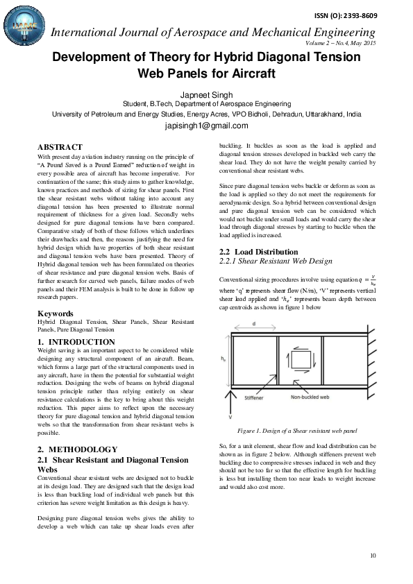 (PDF) Development of Theory for Hybrid Diagonal Tension Web Panels for ...
