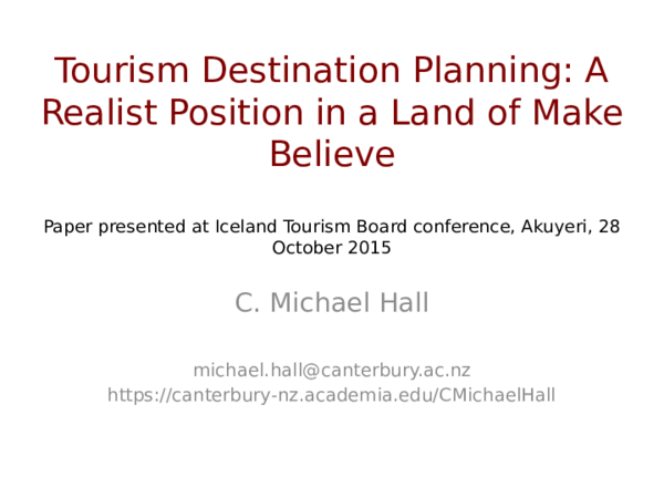 (PPT) Tourism Destination Planning: A Realist Position in a Land of ...