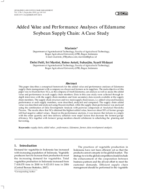 (PDF) Added Value and Performance Analyses of Edamame Soybean Supply ...