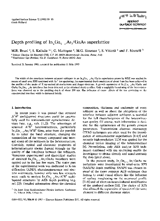 (PDF) Depth profiling of InxGa1-xAs/GaAs superlattice