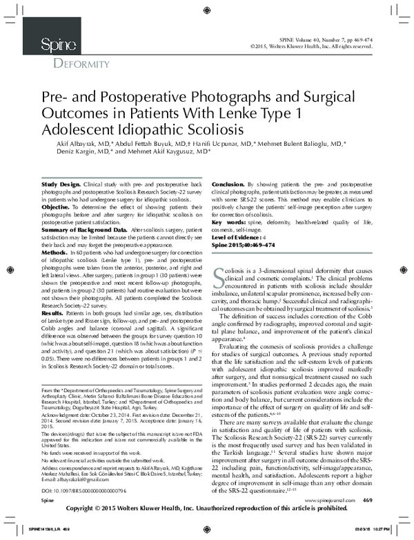 (PDF) Pre- and Postoperative Photographs and Surgical Outcomes in ...