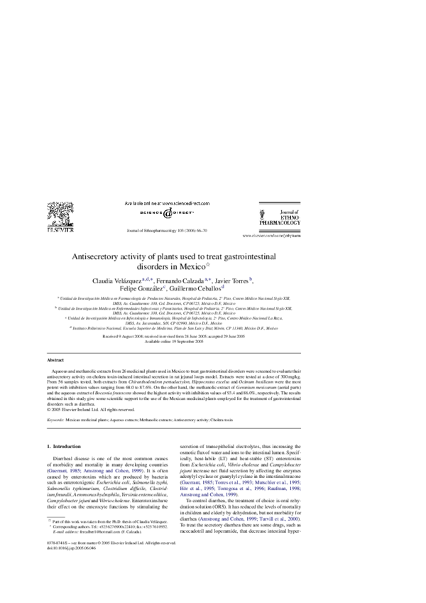 (PDF) Antisecretory activity of plants used to treat gastrointestinal ...