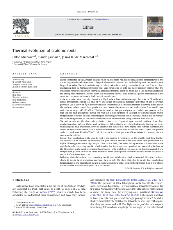 (PDF) Thermal evolution of cratonic roots