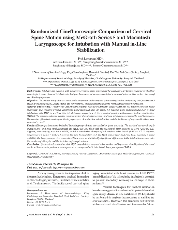 (PDF) Randomized cinefluoroscopic comparison of cervical spine motion ...