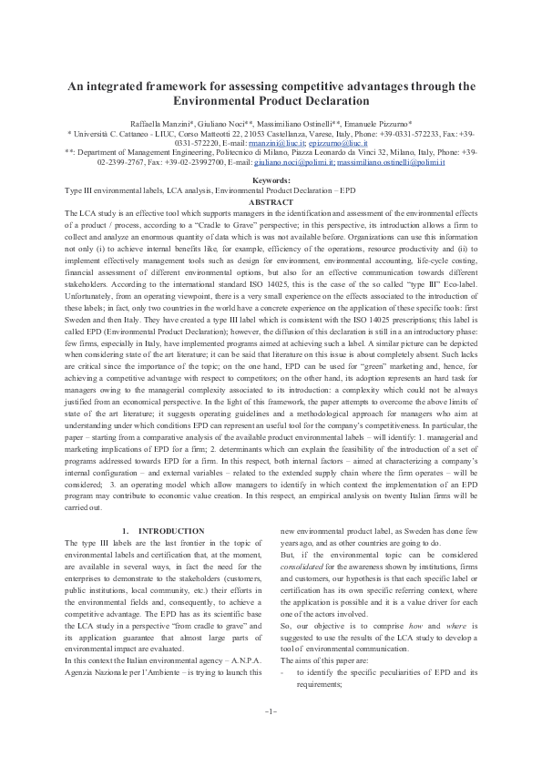 (PDF) An integrated framework for assessing competitive advantages ...