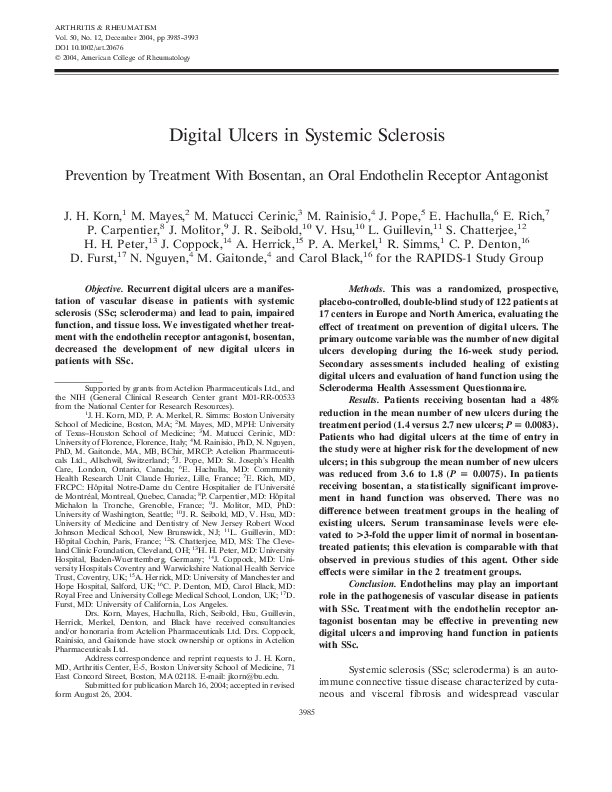 (PDF) Digital ulcers in systemic sclerosis: Prevention by treatment ...