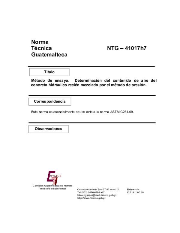 (PDF) Norma coguanor ntg 41017h7 astm c 231 (PDF) Norma coguanor ntg 41017h7 astm c 231