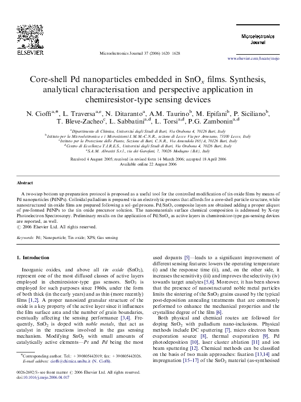 (PDF) Core-shell Pd nanoparticles embedded in SnOx films. Synthesis, analytical characterisation ...