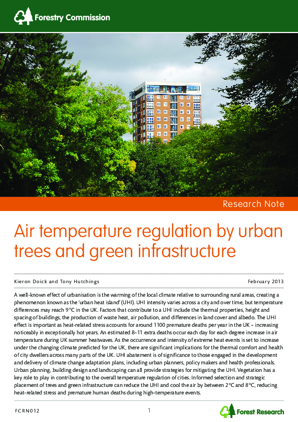 (PDF) Air temperature regulation by urban trees and green infrastructure