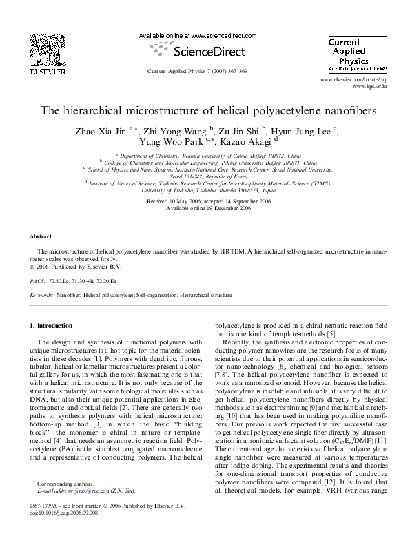 (PDF) The hierarchical microstructure of helical polyacetylene nanofibers